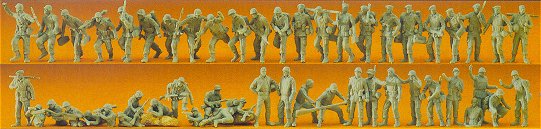Preiser 16506 HO Unpainted German Riflemen, Infantry, & Military Police (50) (Ki - Black Forest ...