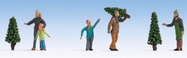 Noch 15927 HO Selling Christmas Trees (5 Figures & 3 Trees) - Black ...