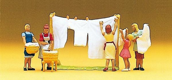 Preiser 10050 HO Scale Women Hanging Laundry -- pkg(5) - Black Forest ...