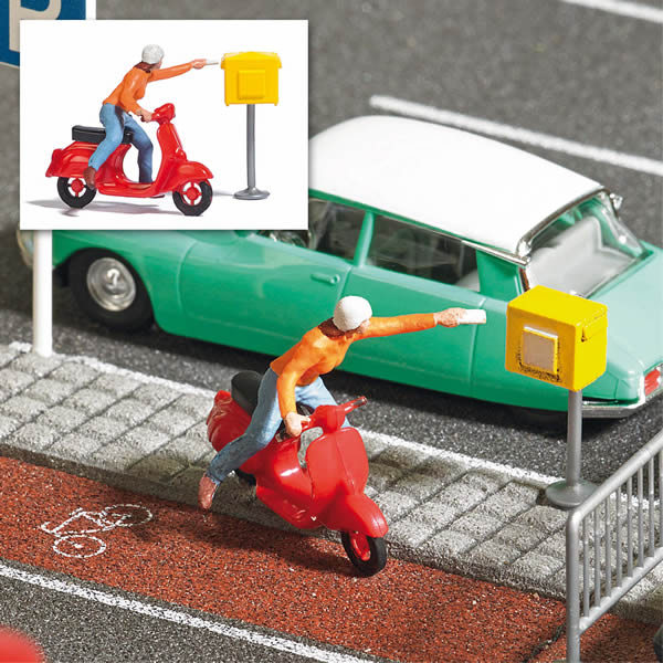 Busch 7886 HO Scale Motor Scooter with Mailbox and Figure - Action Set ...