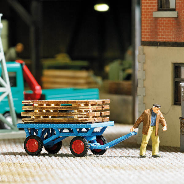 Busch 1633 HO Scale Handcart with Wood Plank Load -- Blue – Alpine ...