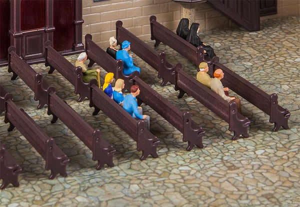 Faller 180989 HO Scale Church Benches - Pews -- pkg(7) - Black Forest ...