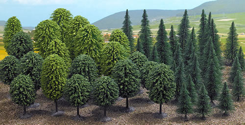 Busch 6591 N Scale Mixed Forest Trees pkg(50) -- 1-3/16 to 2-3/8" 3 to ...