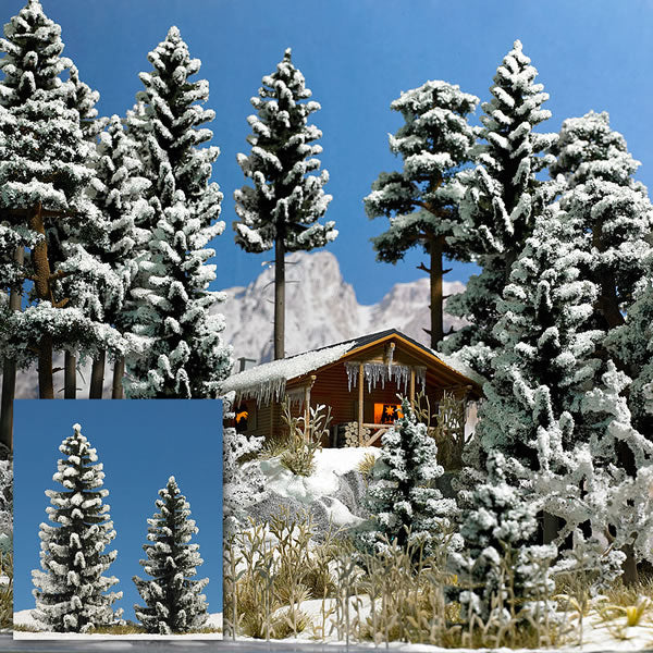 Busch 6152 HO Scale Snow Covered Spruce pkg(2) -- 90mm, 120mm - Black ...