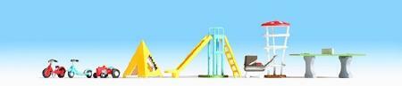 Noch 14814 HO Scale Playground -- Ping-Pong Table, Monkey Bars, Slide ...