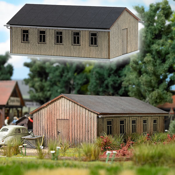 Busch 1544 HO Scale Wood Barracks/Bunkhouse - Kit (Laser-Cut Wood) -- 3 ...