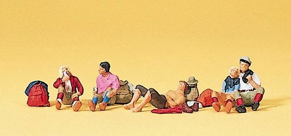 Preiser 10442 HO Scale Recreation & Sports -- Hikers Resting pkg(6 ...
