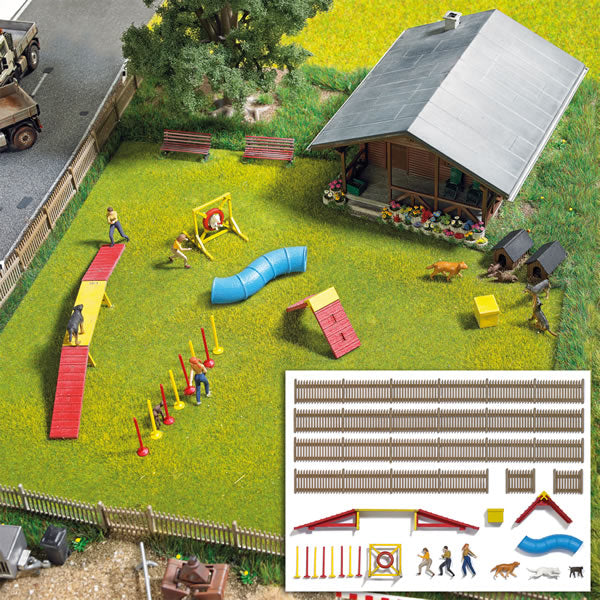 Busch 1040 HO Scale Dog Agility Training Center with Figures and ...