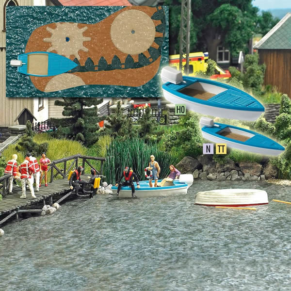 Busch 5480 HO Scale Lake w/Electric Powered Boat - Kit -- 10-1/4 x 18-7 ...