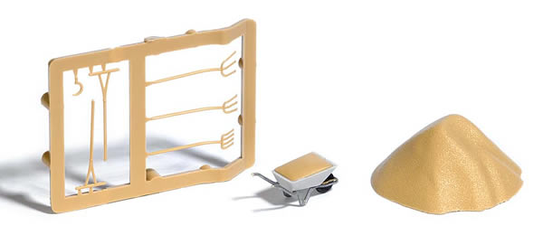 Busch 7787 HO Scale Sand Pile, Wheelbarrow & Hand Tools - Black Forest ...