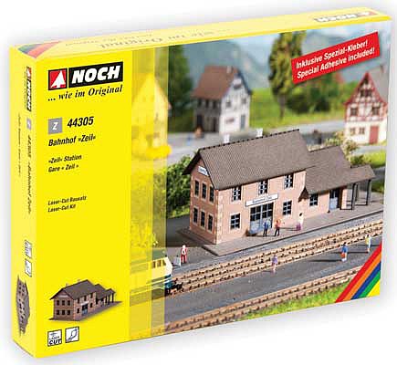 Noch 44305 Z Scale Zeil Train Station -- Laser-Cut Kit - 4-1/16 x 2-1/4 ...