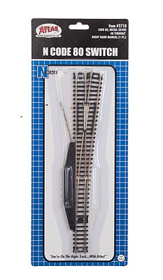 Atlas Model Railroad 2718 N Scale Code 80 No. 8 Manual Turnout (Switch ...