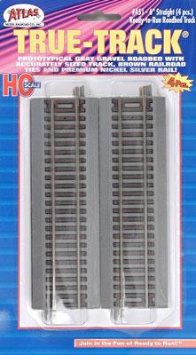Atlas Model Railroad 451 HO Scale True-Track(R) Code 83 Track & Roadbed ...