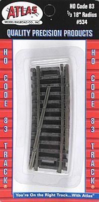 Atlas Model Railroad 534 HO Scale Code 83 Curved Snap Track -- 1/3 ...