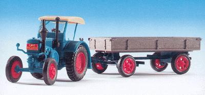 Kibri 12232 HO Scale Farm Equipment - Tractor - LANZ -- w/Wagon Trailer ...