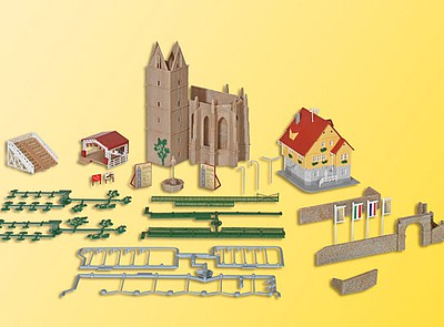 Kibri 36401 Z Scale Church Ruins w/House & Open Air Stage -- Kit - 6-5/ ...