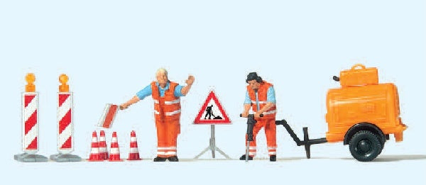 Preiser 10754 HO Scale Road Construction Workers with Accessories -- 2 ...