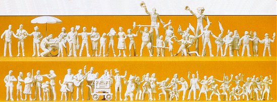 Preiser 16342 HO Unpainted Fun Fair Showpeople & Visitors (60) (Kit ...