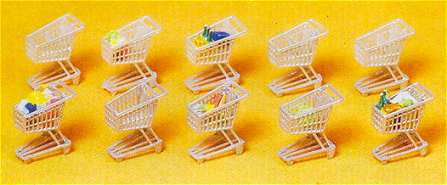 Preiser 17224 HO Shopping Carts w/Goods (10) (Kit) - Alpine Railworks
