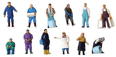 TomyTec 281351 N Scale Fishing Port People -- pkg(12) - Alpine Railworks