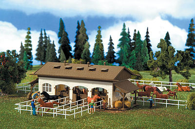 Vollmer 43790 HO Scale Riding Stable w/Horses - Kit -- 6-11/16 x 3-3/8 ...