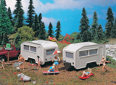 Vollmer 45147 HO Scale Camping Trailer pkg(2) -- 2-13/32 x 1-5/8 x 1-13 ...